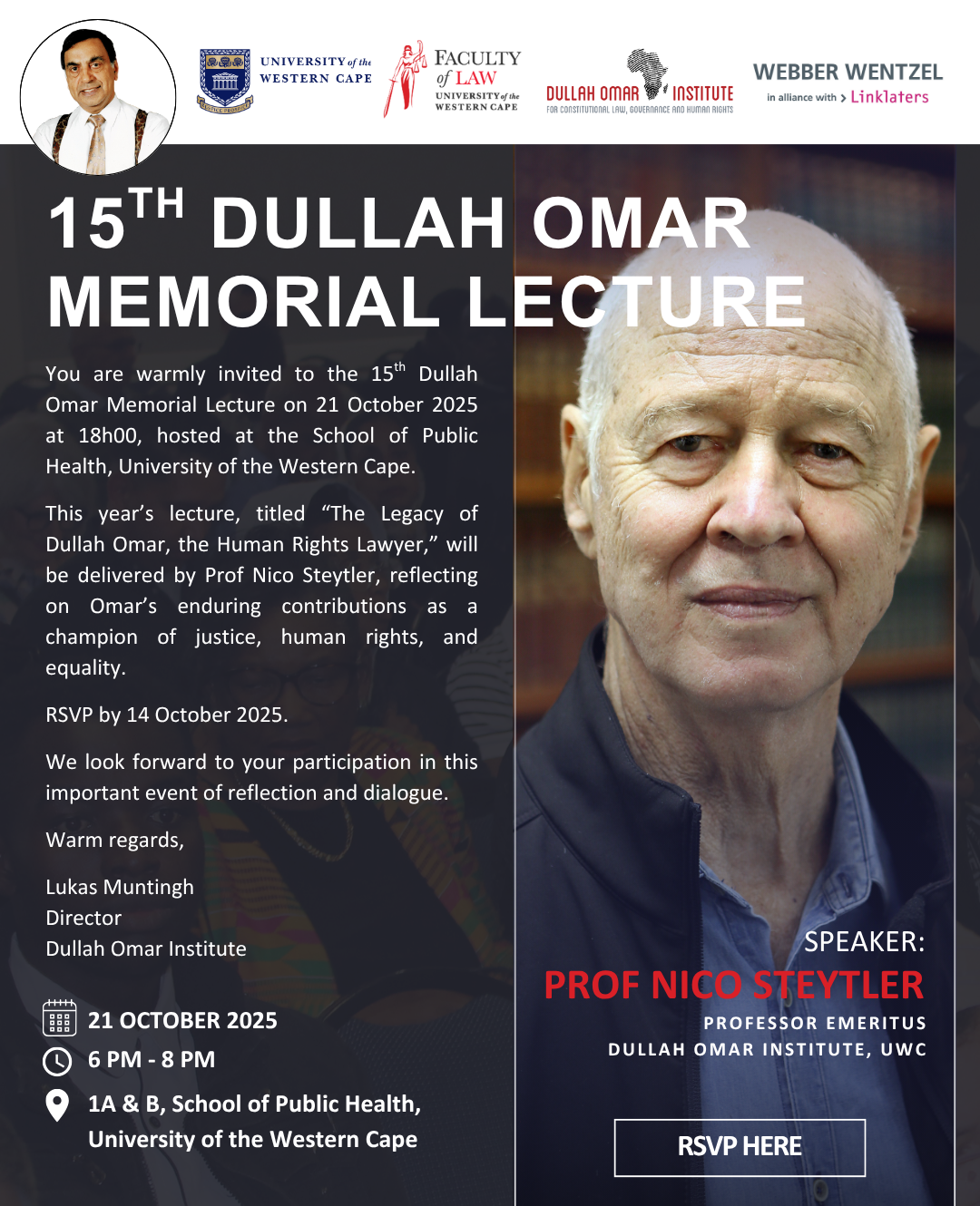 15th Dullah Omar Memorial Lecture [21 October 2025] — Dullah Omar Institute