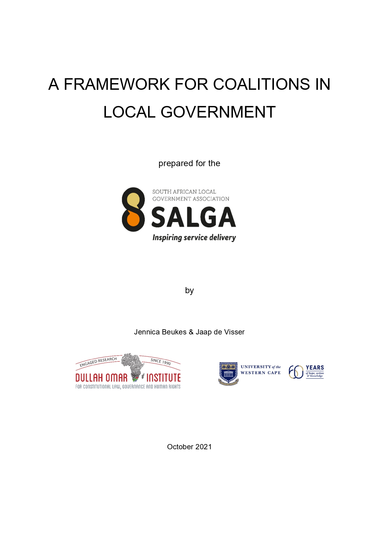Framework for Coalitions in Local Government — Multilevel Govt