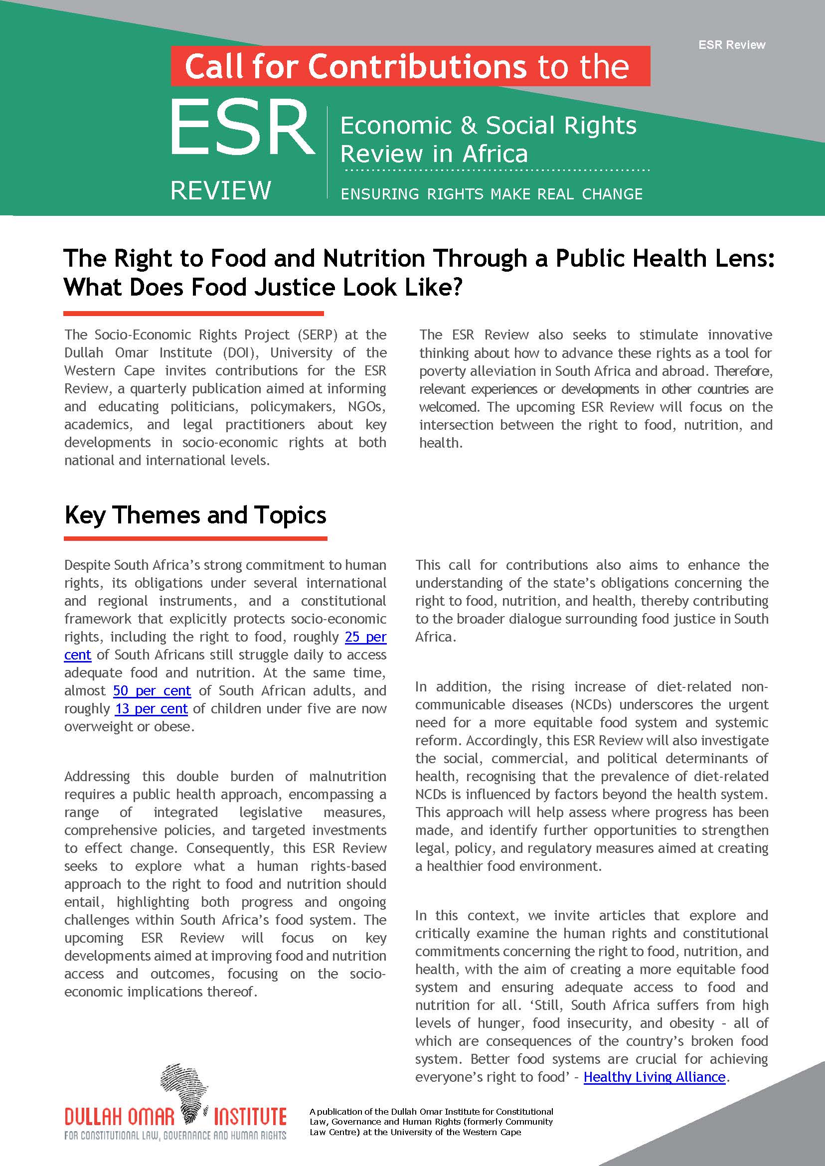 Call for contributions to the ESR Review: The Right to Food and ...