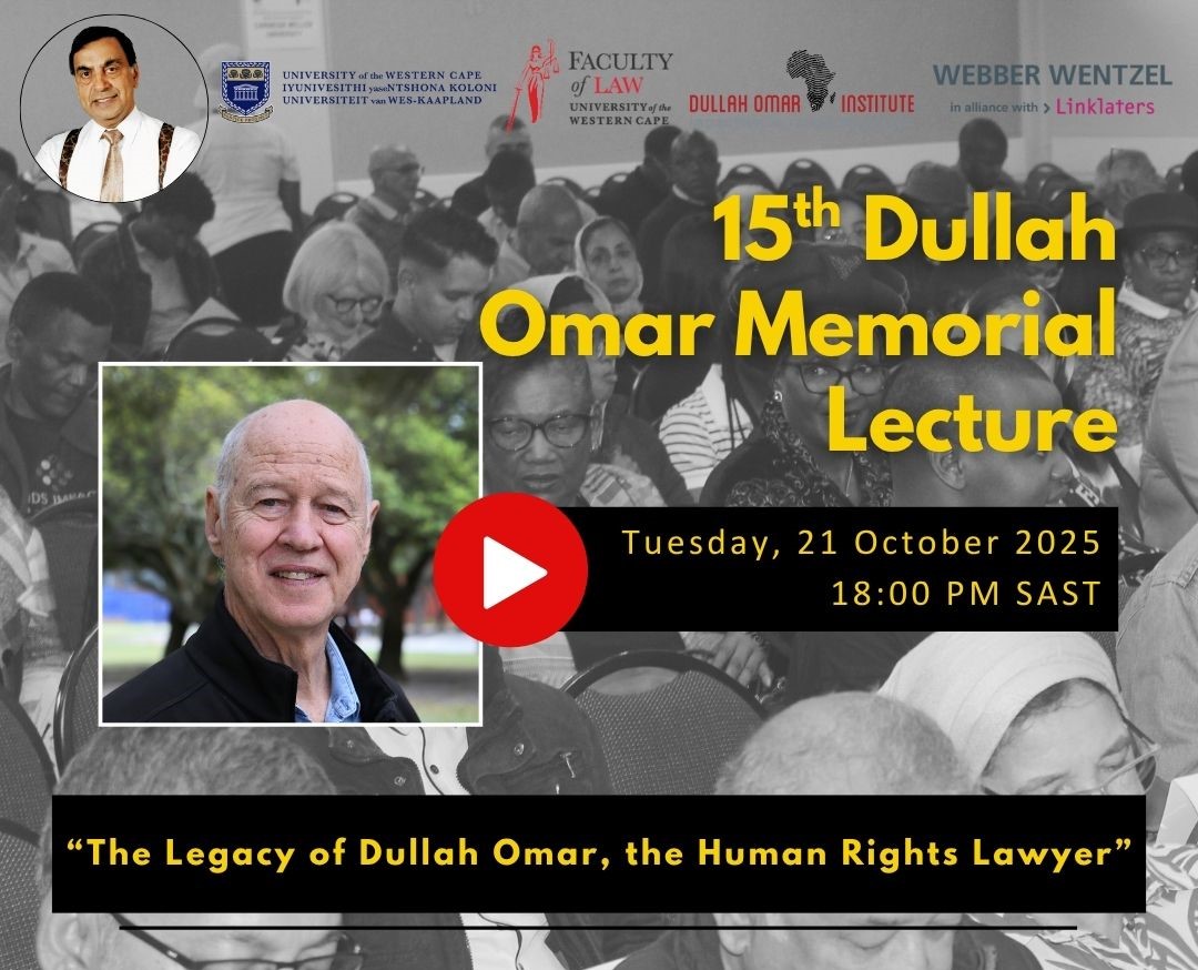 HAPPENING TODAY: 15th Dullah Omar Memorial Lecture [21 October 2025 ...