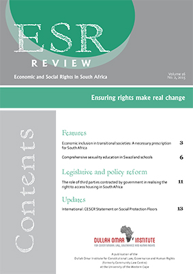 ESR Review, Volume 16 No. 2, 2015 — Socio-Economic Rights